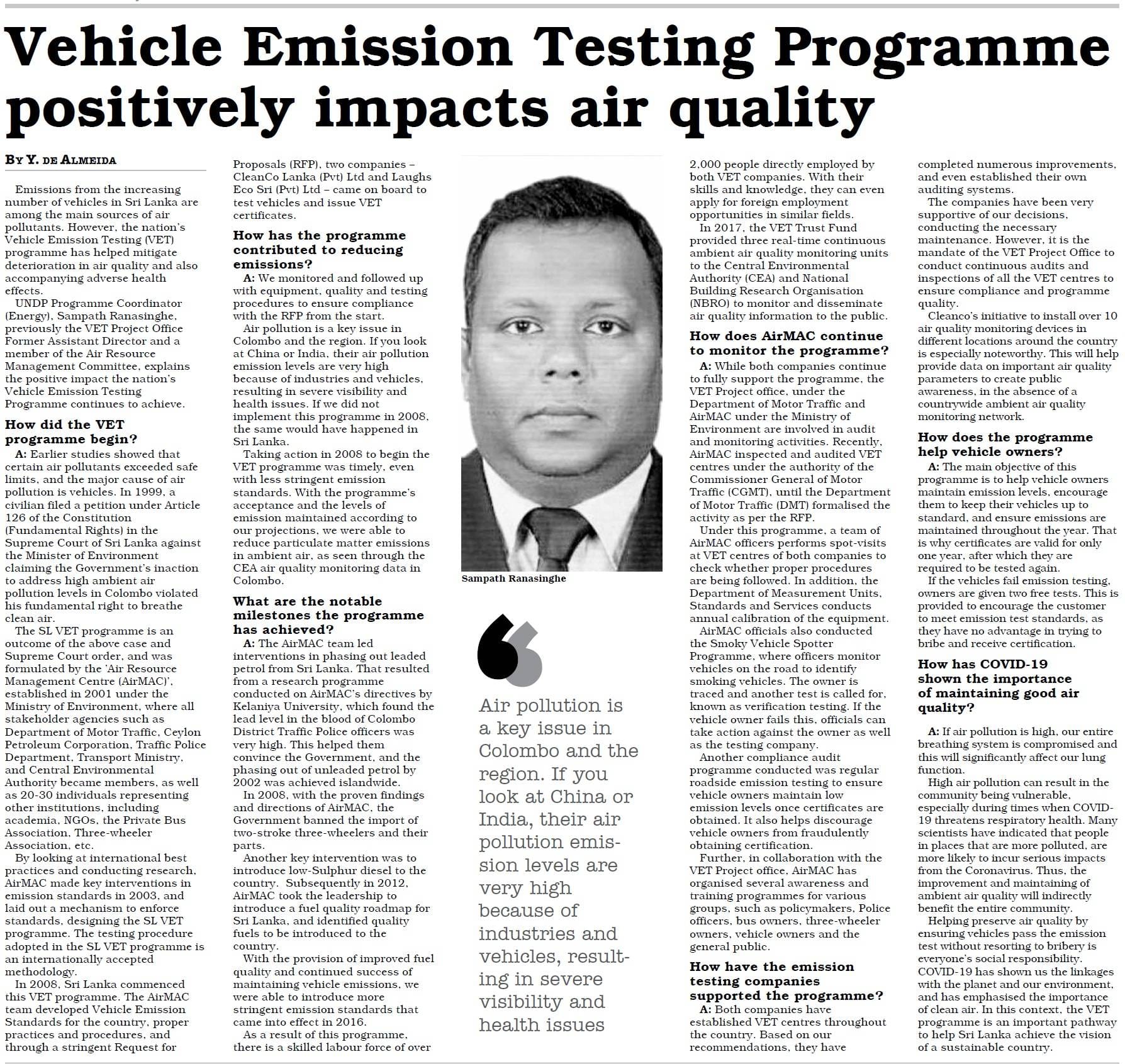 Exclusive Interview on Ceylon Today - Vehicle Emission Testing ...